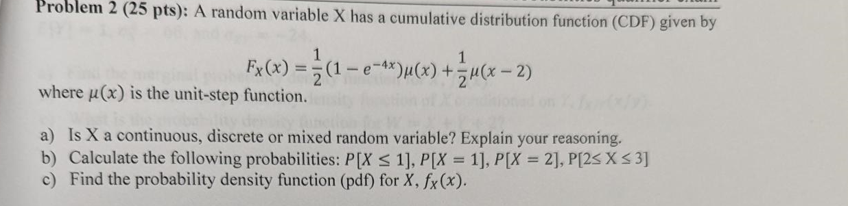 Solved A random variable X has a cumulative distribution | Chegg.com