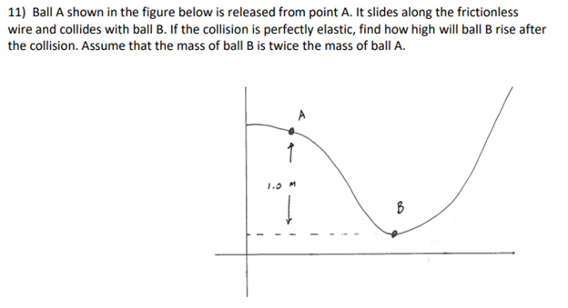 Solved 11) Ball A shown in the figure below is released from | Chegg.com