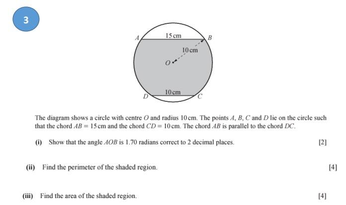Solved The diagram shows a circle with centre O ﻿and radius | Chegg.com