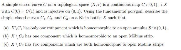 Solved A simple closed curve C on a topological space (X,τ) | Chegg.com