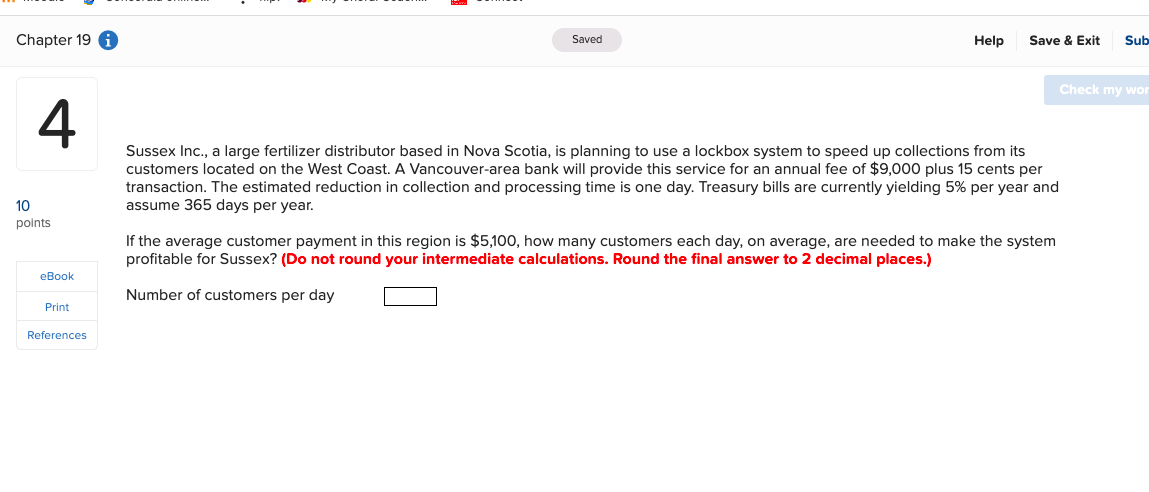 Solved Chapter 19 A Saved Help Save & Exit Sub Check my wor | Chegg.com