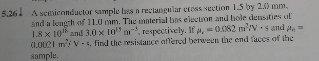 Solved A semiconductor sample has a rectangular cross | Chegg.com