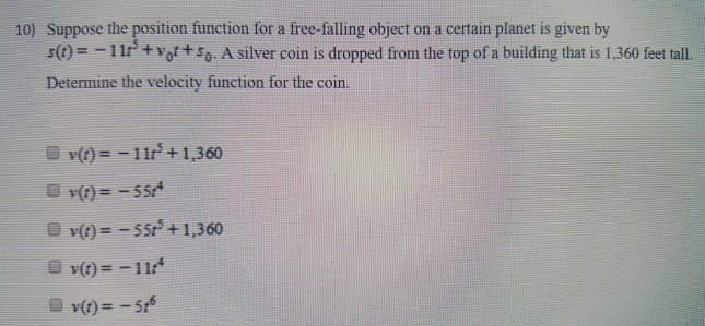 Solved Suppose the position function for a free-falling | Chegg.com