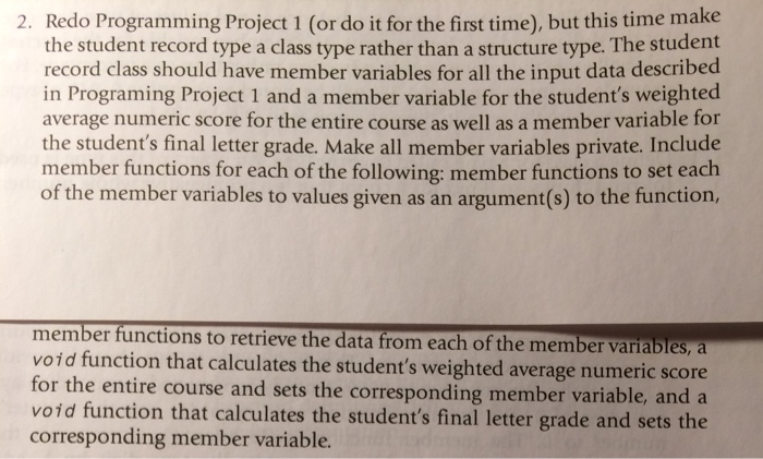 Solved 2. Redo Programming Project 1 (or do it for the first | Chegg.com