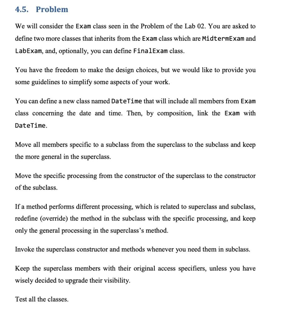 Solved Lab 4 - Relationships among classes: Inheritance 4.2. | Chegg.com