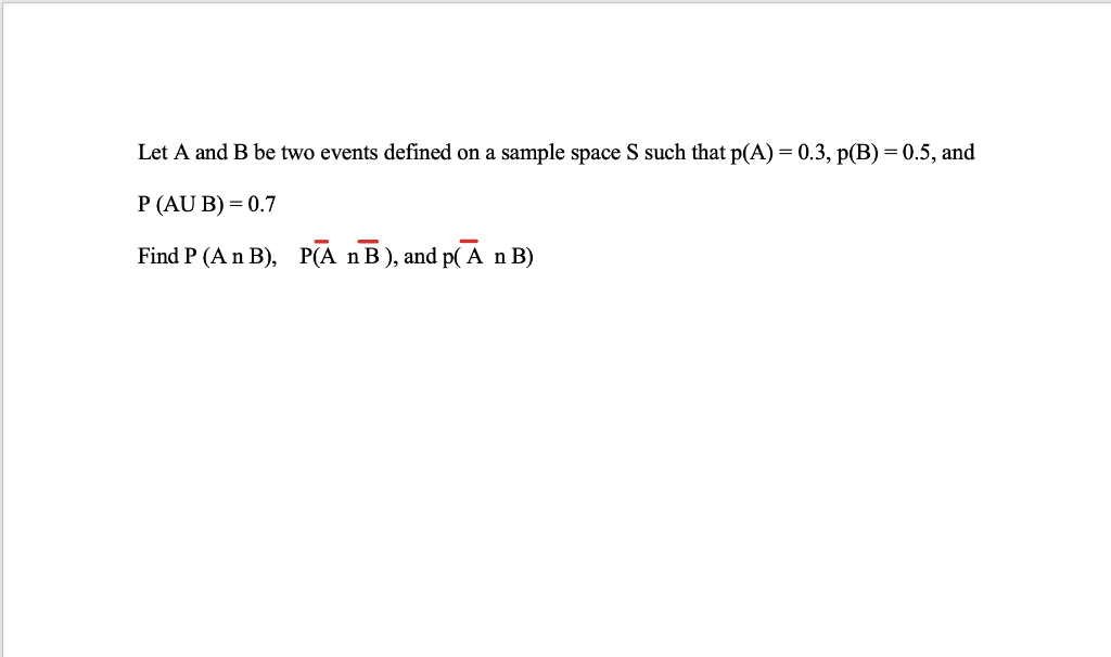 Solved Let A and B be two events defined on a sample space S | Chegg.com