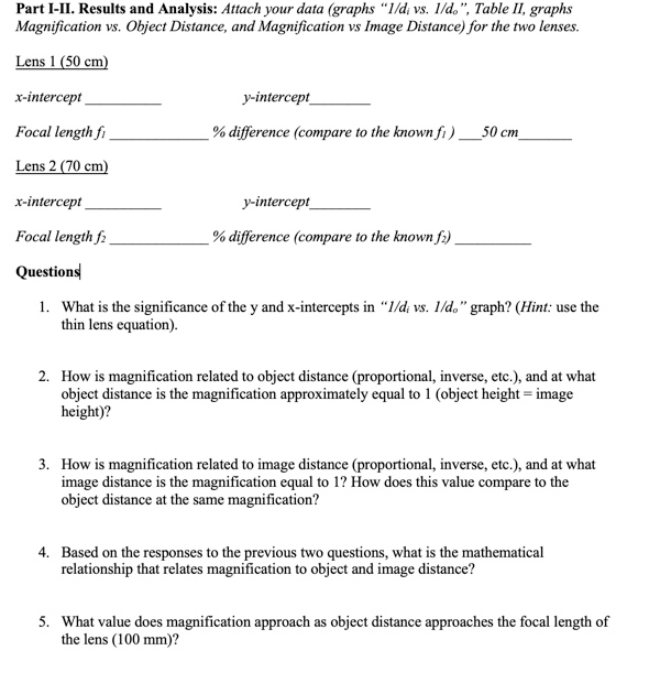 Part I-II. Results and Analysis: Attach your data | Chegg.com