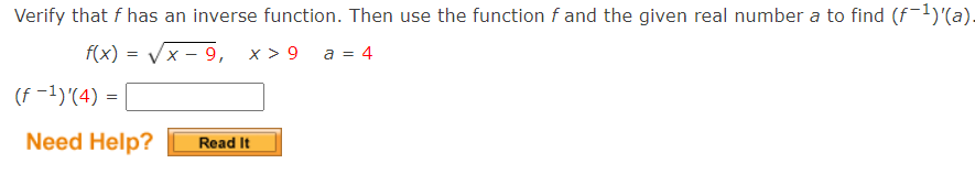 Solved Verify that f has an inverse function. Then use the | Chegg.com Solved Verify that f has an inverse function. Then use the | Chegg.com