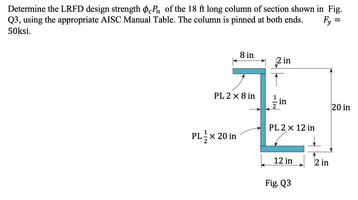 Solved Determine the LRFD design strength OcPn of the 18 ft | Chegg.com