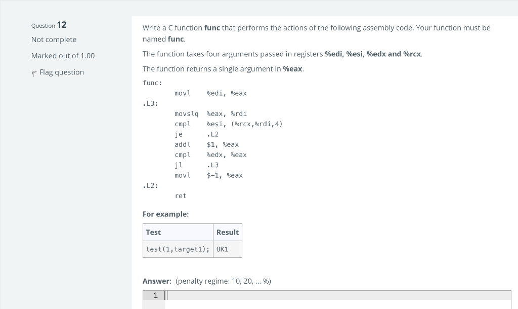 Solved Question 12 Write a C function func that performs the | Chegg.com