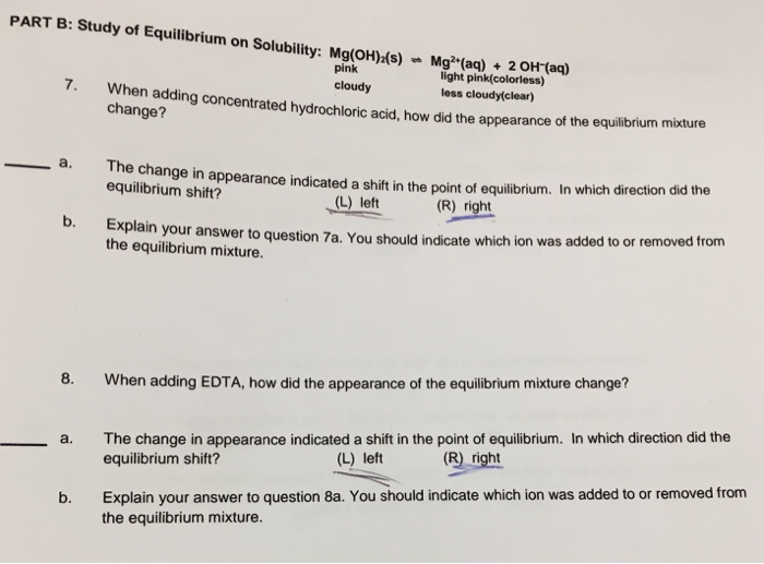 Solved PART 8: Study of Equilibrium on Solubility: | Chegg.com