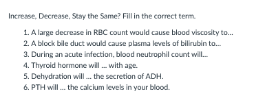 Solved Increase, Decrease, Stay the Same? Fill in the | Chegg.com