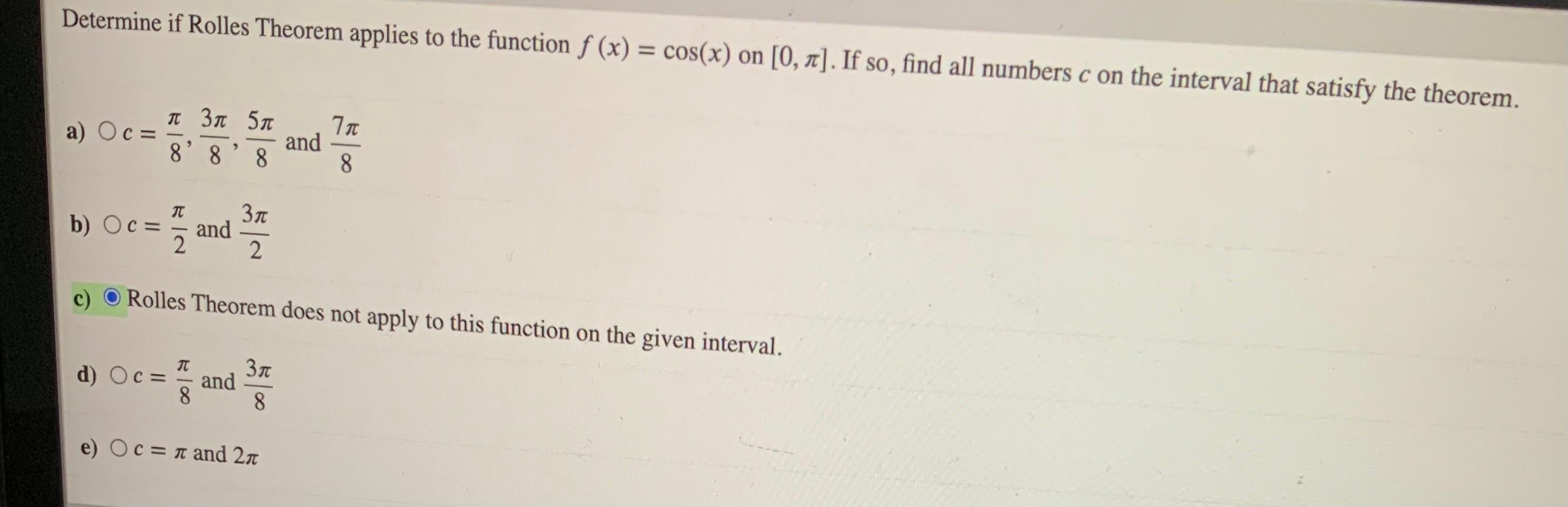 Solved Determine If Rolles Theorem Applies To The Function F