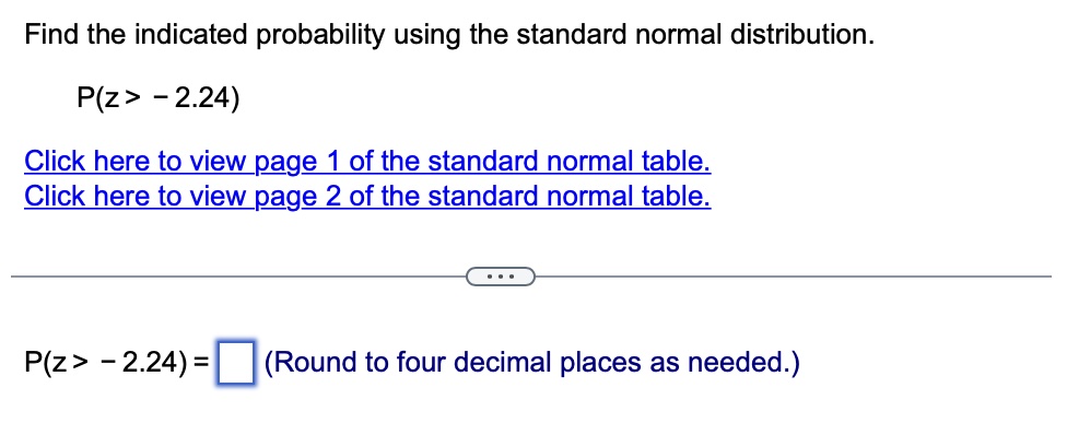 Solved Find the indicated probability using the standard | Chegg.com