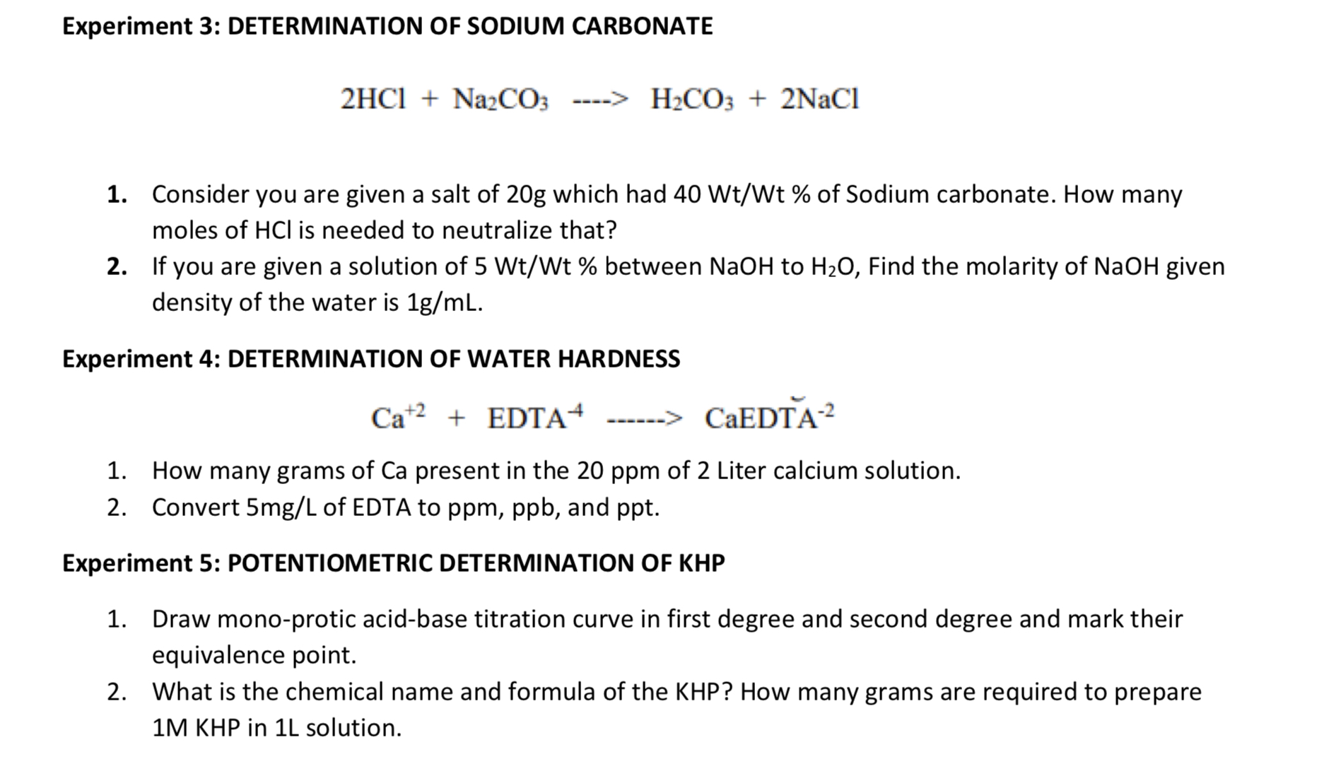 Solved Experiment 3: DETERMINATION OF SODIUM | Chegg.com
