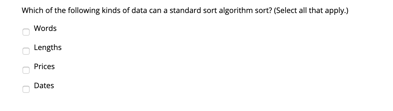 Solved Which of the following kinds of data can a standard | Chegg.com