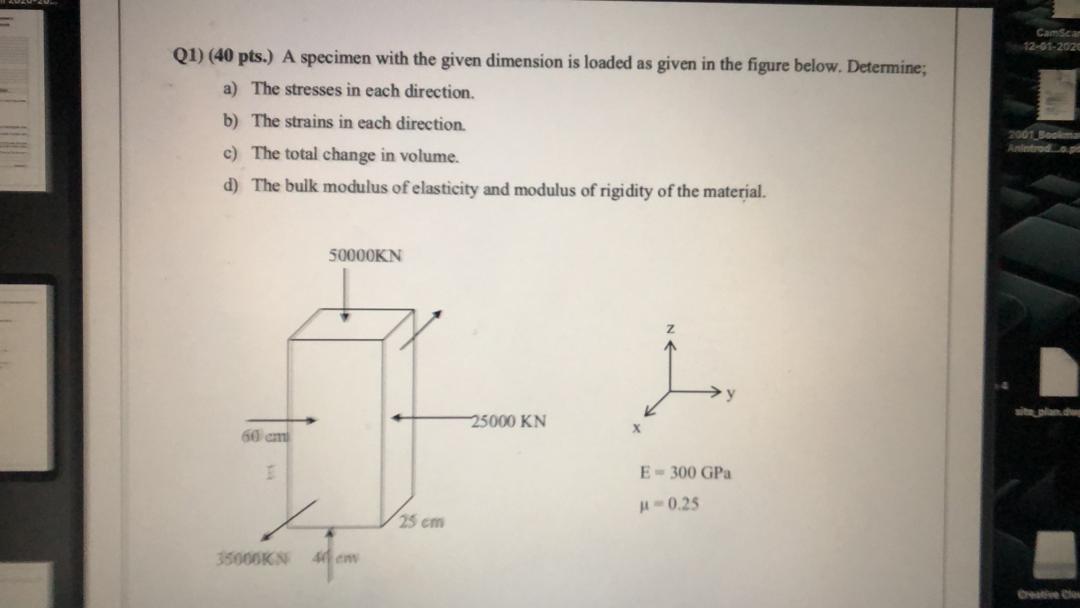 Solved Camsca 12-01-2020 Q1) (40 pts.) A specimen with the | Chegg.com