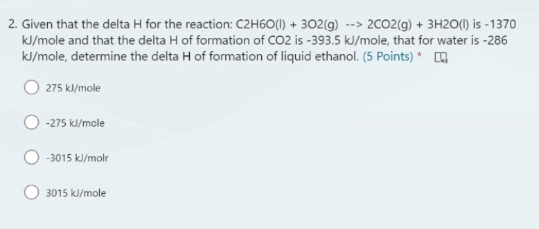 Solved 2. Given that the delta H for the reaction: | Chegg.com