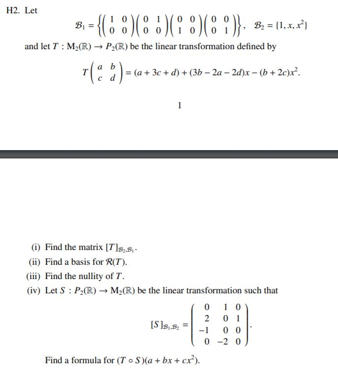 Solved H2. Let 110101000011 10o|oo|1o|oi , B2 = {1, x, | Chegg.com