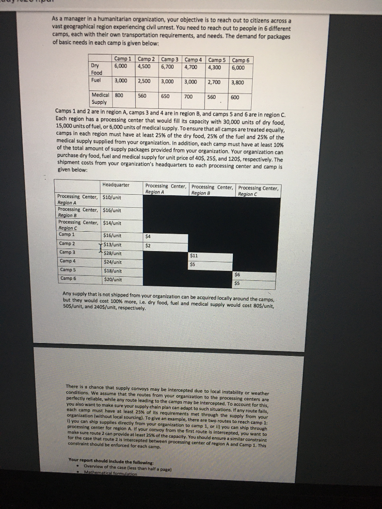 Mathematical formulation o Define decision | Chegg.com