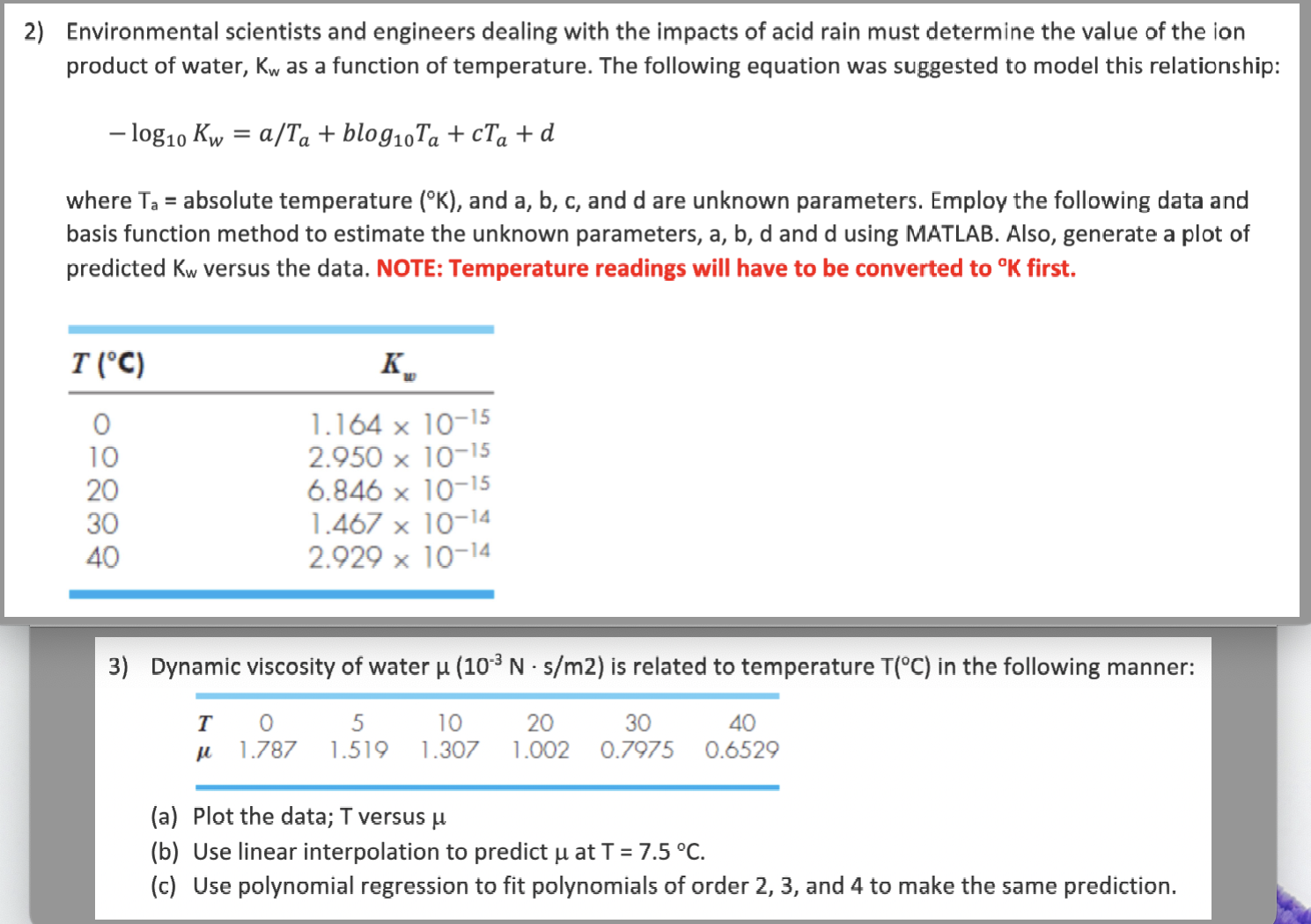 Solved Dynamic viscosity of water μ(10-3(N)*sm2) ﻿is related | Chegg.com