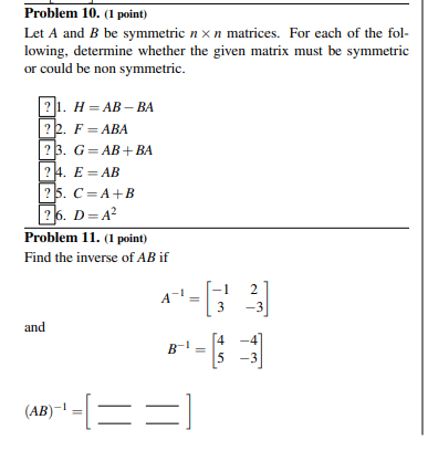 Solved Let A and B be symmetric n×n matrices. For each of | Chegg.com