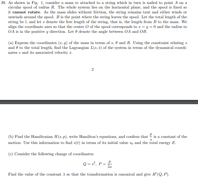 A m Figure 1 39. As shown in Fig. 1, consider a | Chegg.com