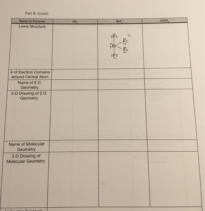 Solved PART B. LEWIS STRUCTURES, VSEPR, AND MODELS | Chegg.com