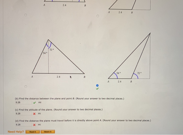 Solved 2.4 2.4 72 54° 2.4 (b) Find the distance between the | Chegg.com