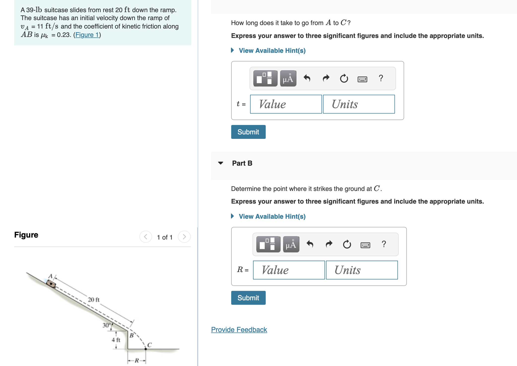Solved A 39-lb suitcase slides from rest 20 ﻿ft down the | Chegg.com