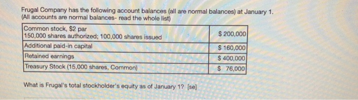 Solved Frugal Company has the following account balances | Chegg.com