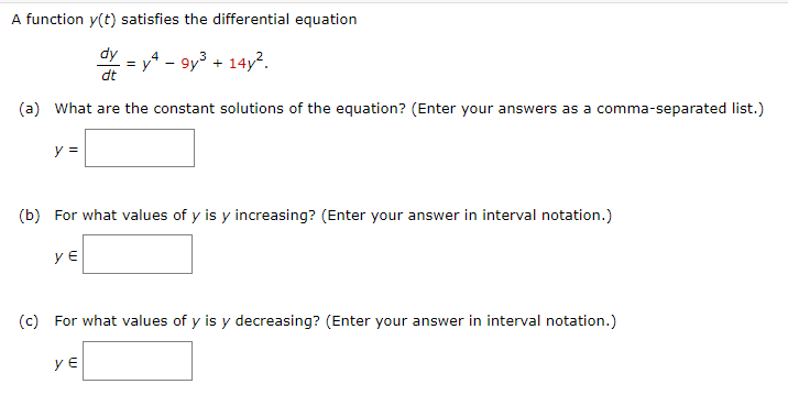 Solved A function y(t) satisfies the differential equation | Chegg.com