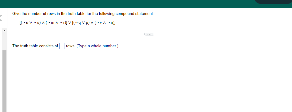 Solved Give the number of rows in the truth table for the | Chegg.com