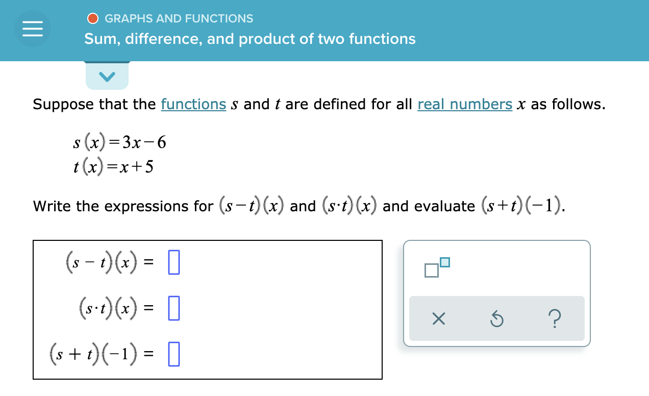 Solved E O GRAPHS AND FUNCTIONS Sum, difference, and product | Chegg.com