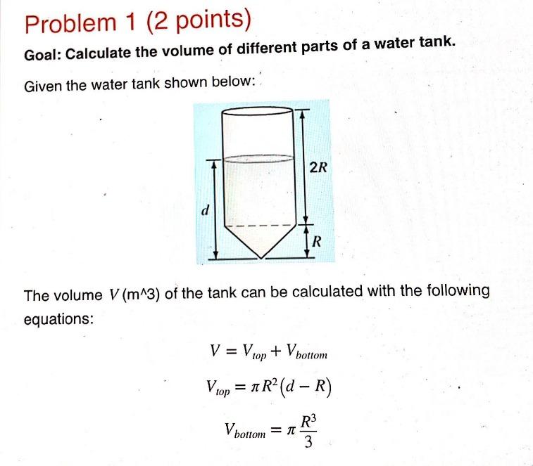 Solved Problem 1 (2 points) Goal: Calculate the volume of | Chegg.com