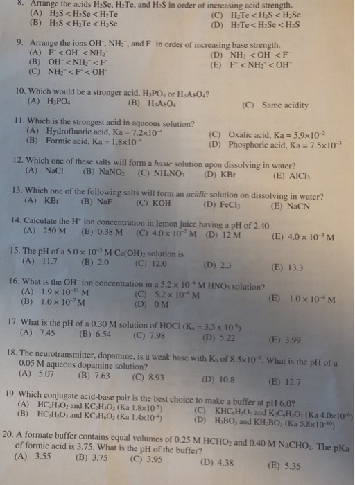 Solved 1. Which is the correct Kb expression for the | Chegg.com