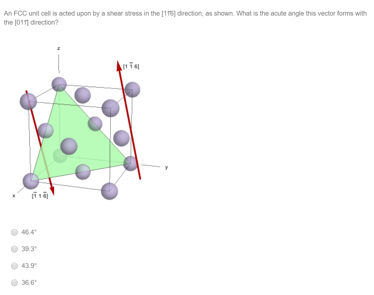 Solved An FCC unit cell is acted upon by a shear stress in | Chegg.com