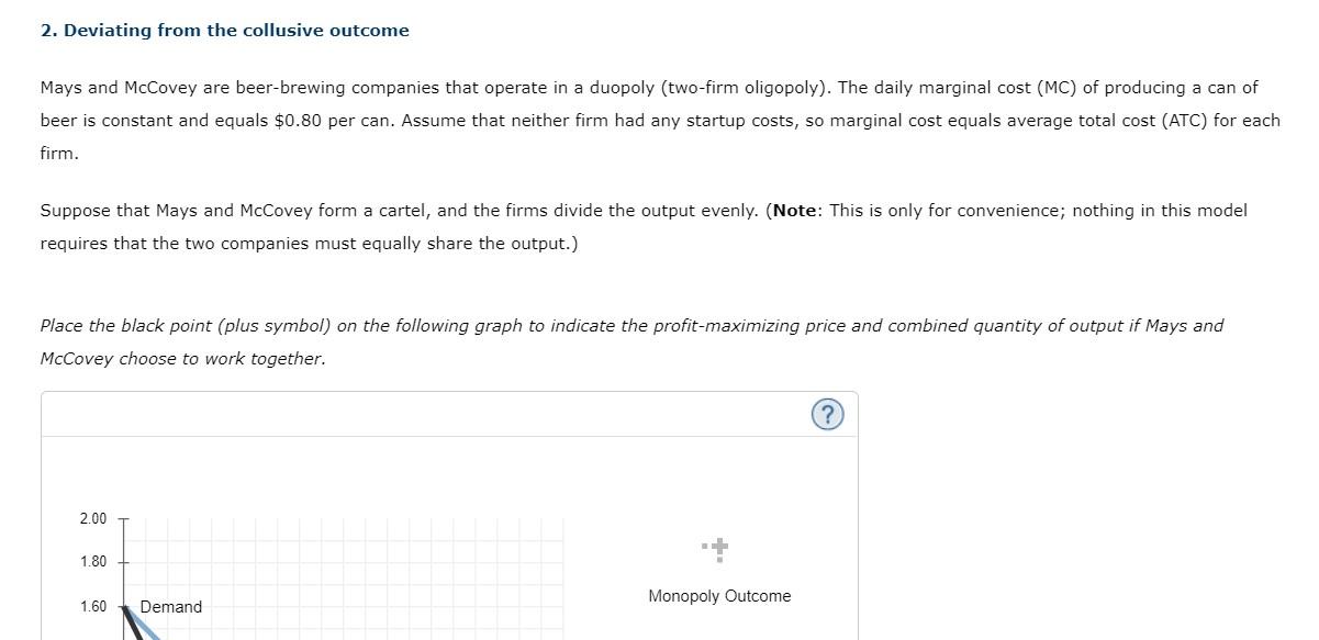 Solved 2. Deviating from the collusive outcome Mays and | Chegg.com