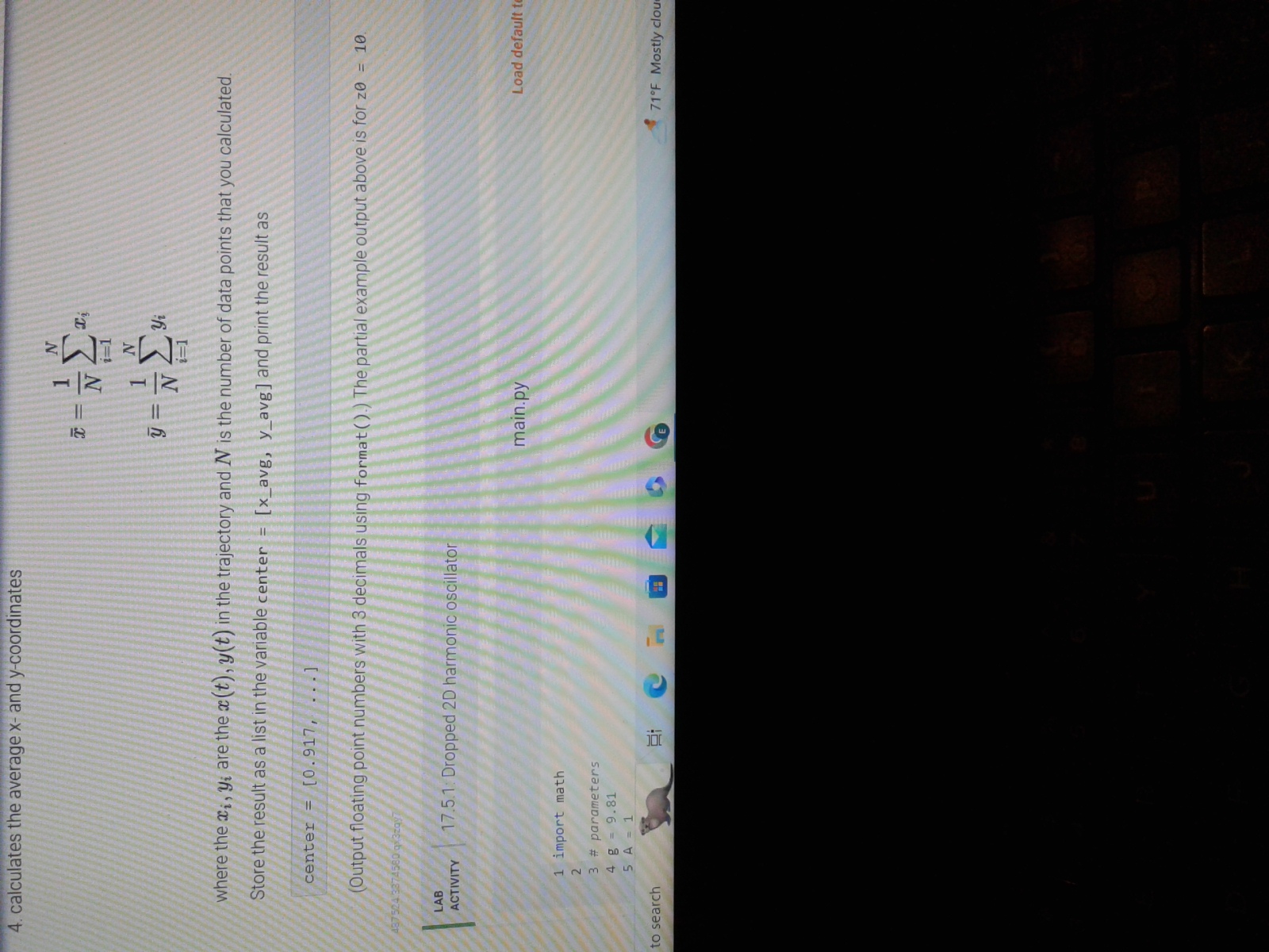 he trajectory of the mass, i.e, its curve in space, | Chegg.com