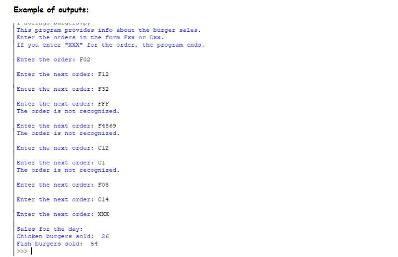 Solved Problem: BURGERS SALES A fast-food company sells fish | Chegg.com