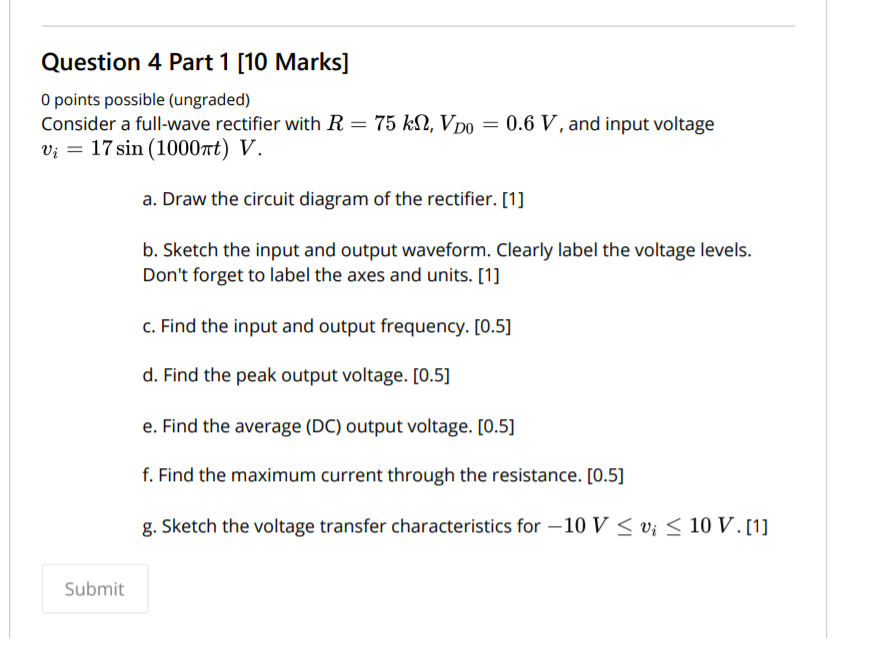Solved Question 4 Part 1 [10 Marks] 0 points possible | Chegg.com
