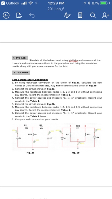 Solved Outlook ull令% 12:29 PM * 87%(-)-+ 201 Lab6 4. Pre-Lab | Chegg.com