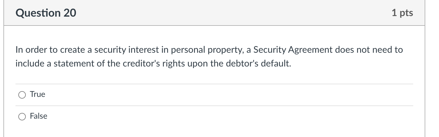 Solved Question 20 1 pts In order to create a security | Chegg.com