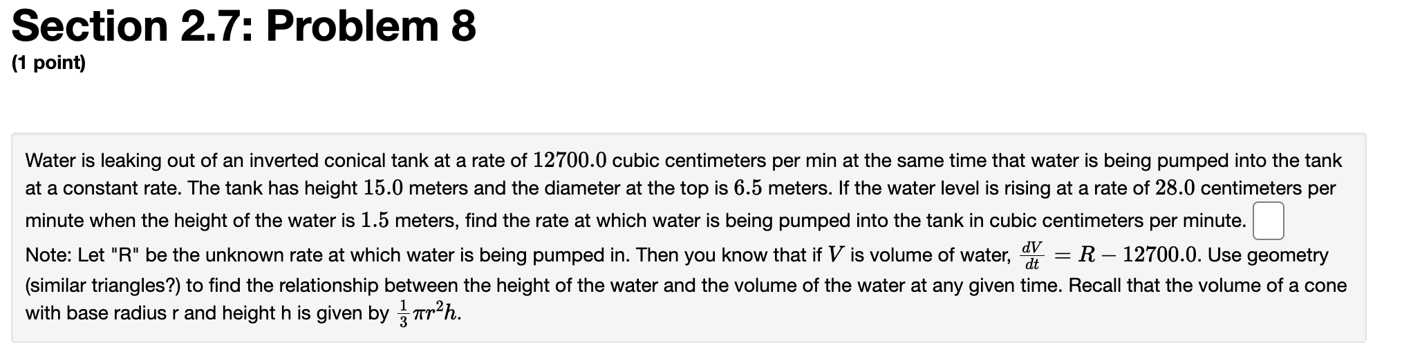 Solved Section 2 7 Problem 8 1 Point Minute When The