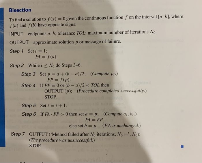 Solved Show that the Bisection Algorithm 2.1 gives a | Chegg.com
