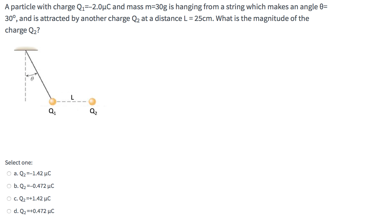 Solved A particle with charge Q1=-2.0uC and mass m=30g is | Chegg.com