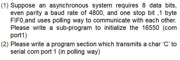 (1) Suppose an asynchronous system requires 8 data | Chegg.com