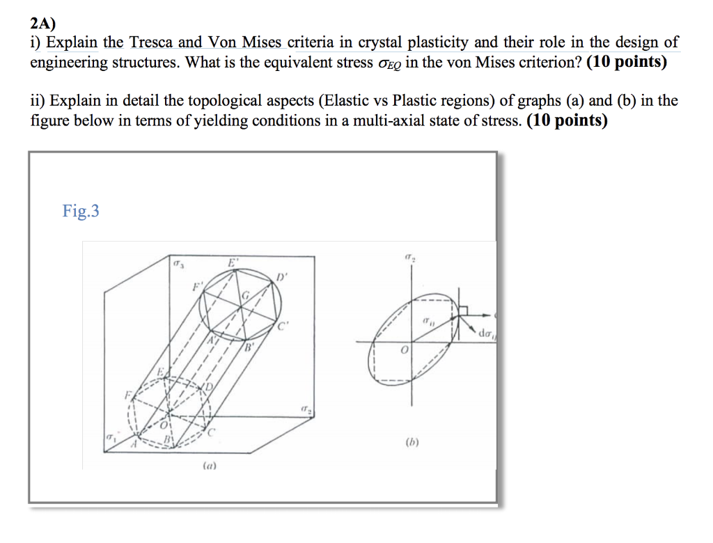 2A) i) Explain the Tresca and Von Mises criteria in | Chegg.com