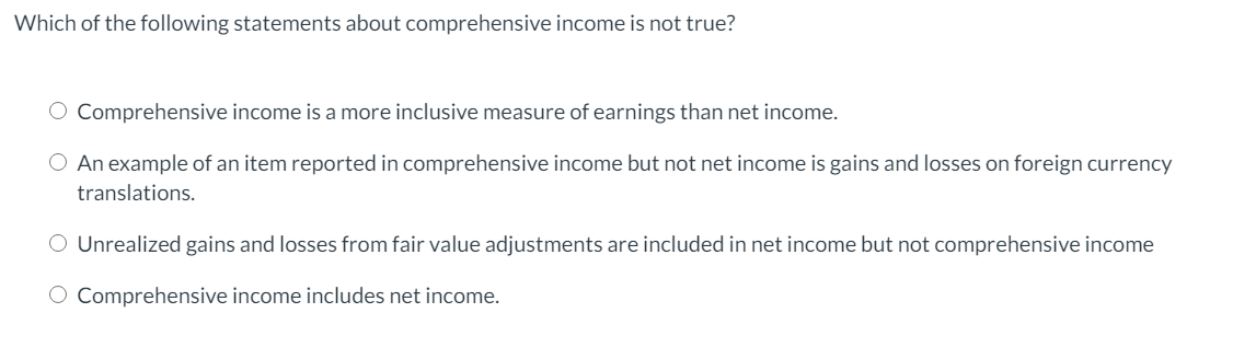 Solved Which of the following statements about comprehensive | Chegg.com
