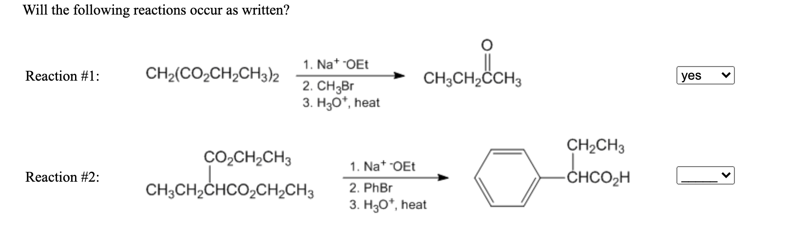 Solved Will the following reactions occur as written? | Chegg.com